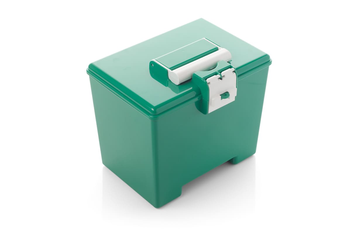Green transportation box with hinged lid MB2318G - Warwick SASCo Ltd.
