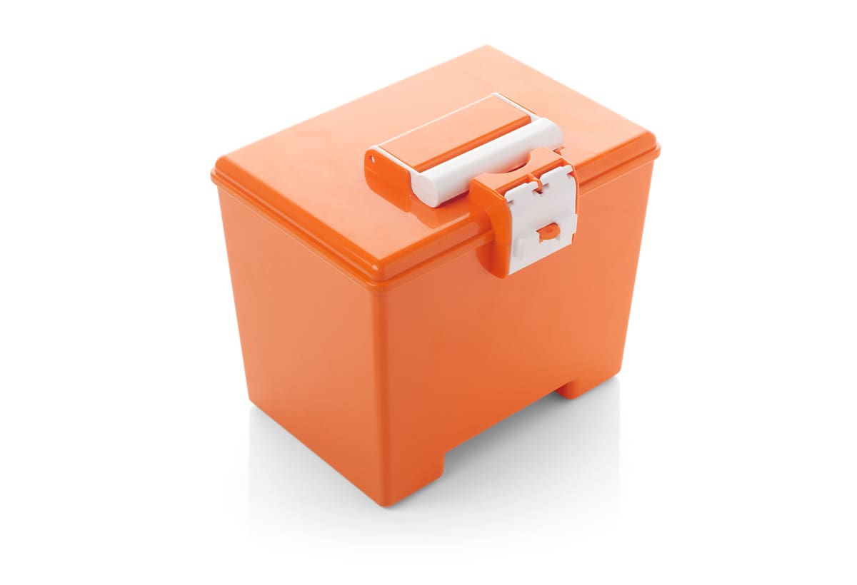 Orange transportation box with hinged lid MB2318 - Warwick SASCo Ltd.