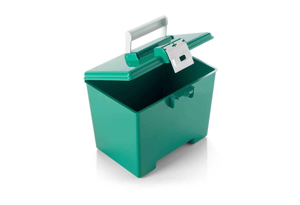 Green transportation box with hinged lid MB2318G - Warwick SASCo Ltd.