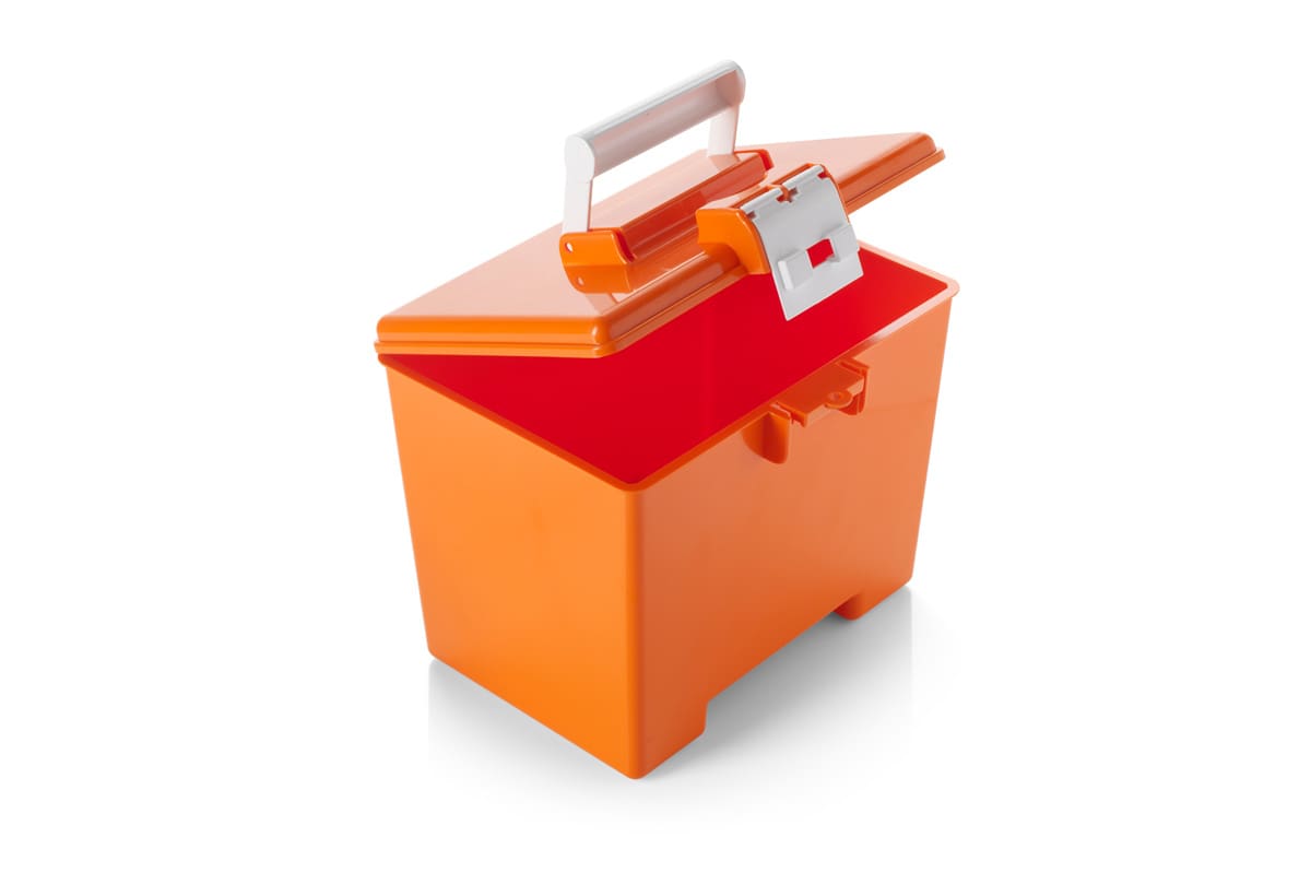 Orange transportation box with hinged lid MB2318 - Warwick SASCo Ltd.